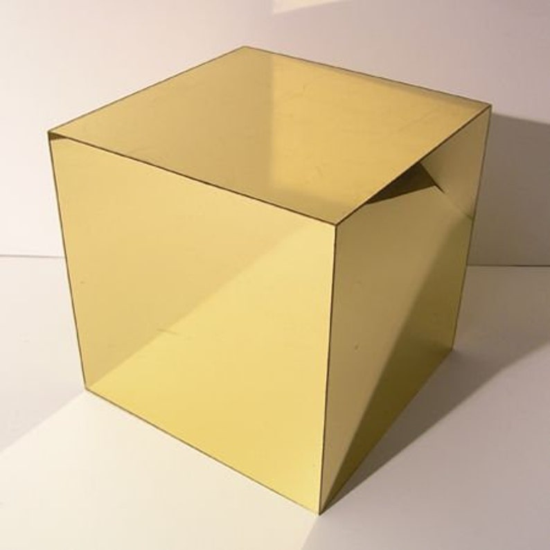 GOLD Mirror Glass Cube Table - Etsy