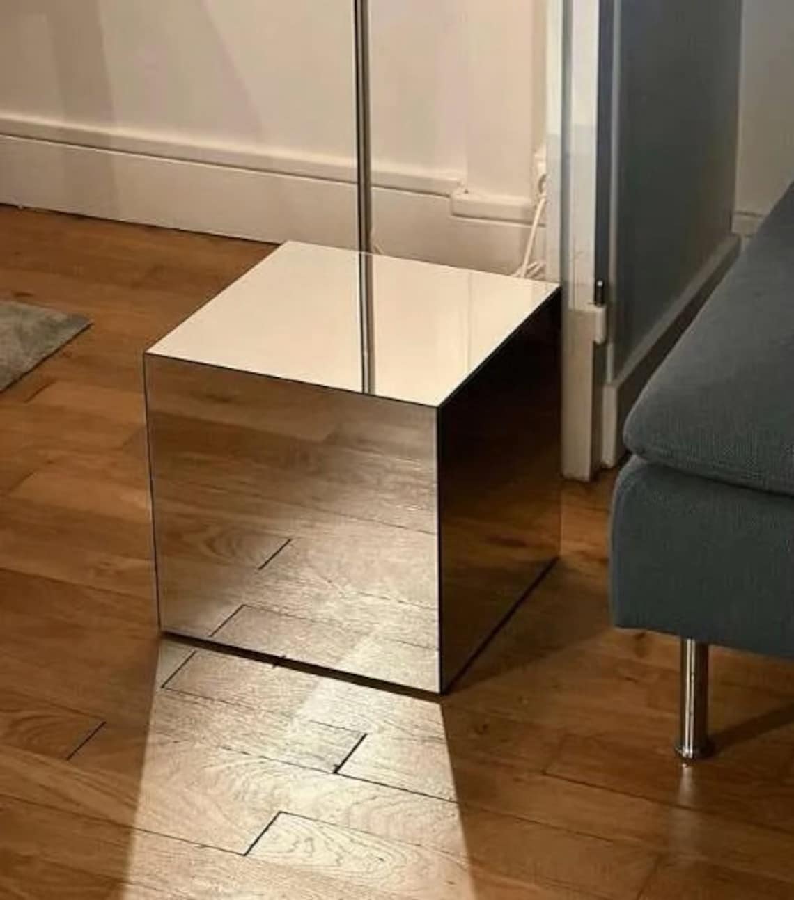 Mirror Glass Cube Table - Etsy