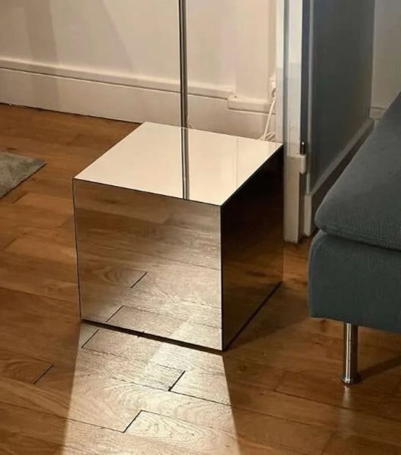 Mirror Glass Cube Table - Etsy