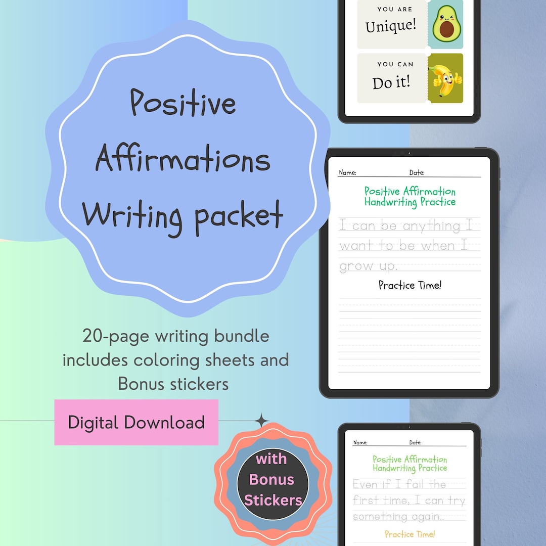 Positive Affirmation Writing Practice for Kids. Emerging Readers and ...