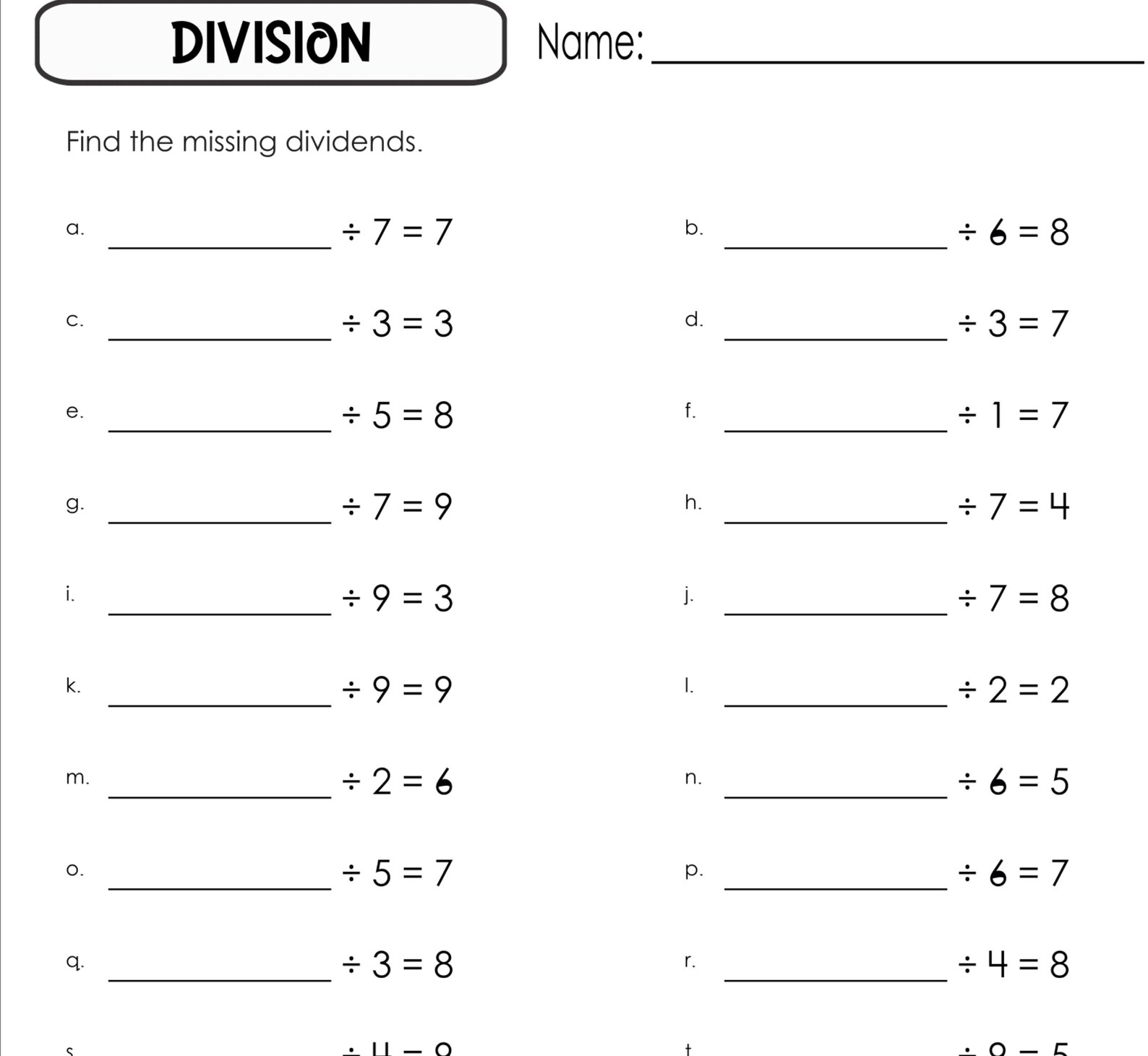 3rd Grade Division Multiplication Packet. Third Grade Math Worksheets ...