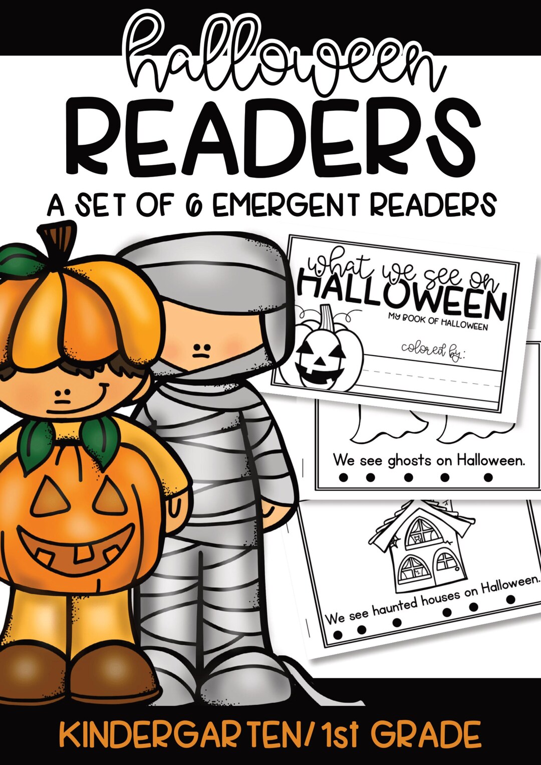Halloween Themed Emergent Readers Kindergarten First Grade - Etsy