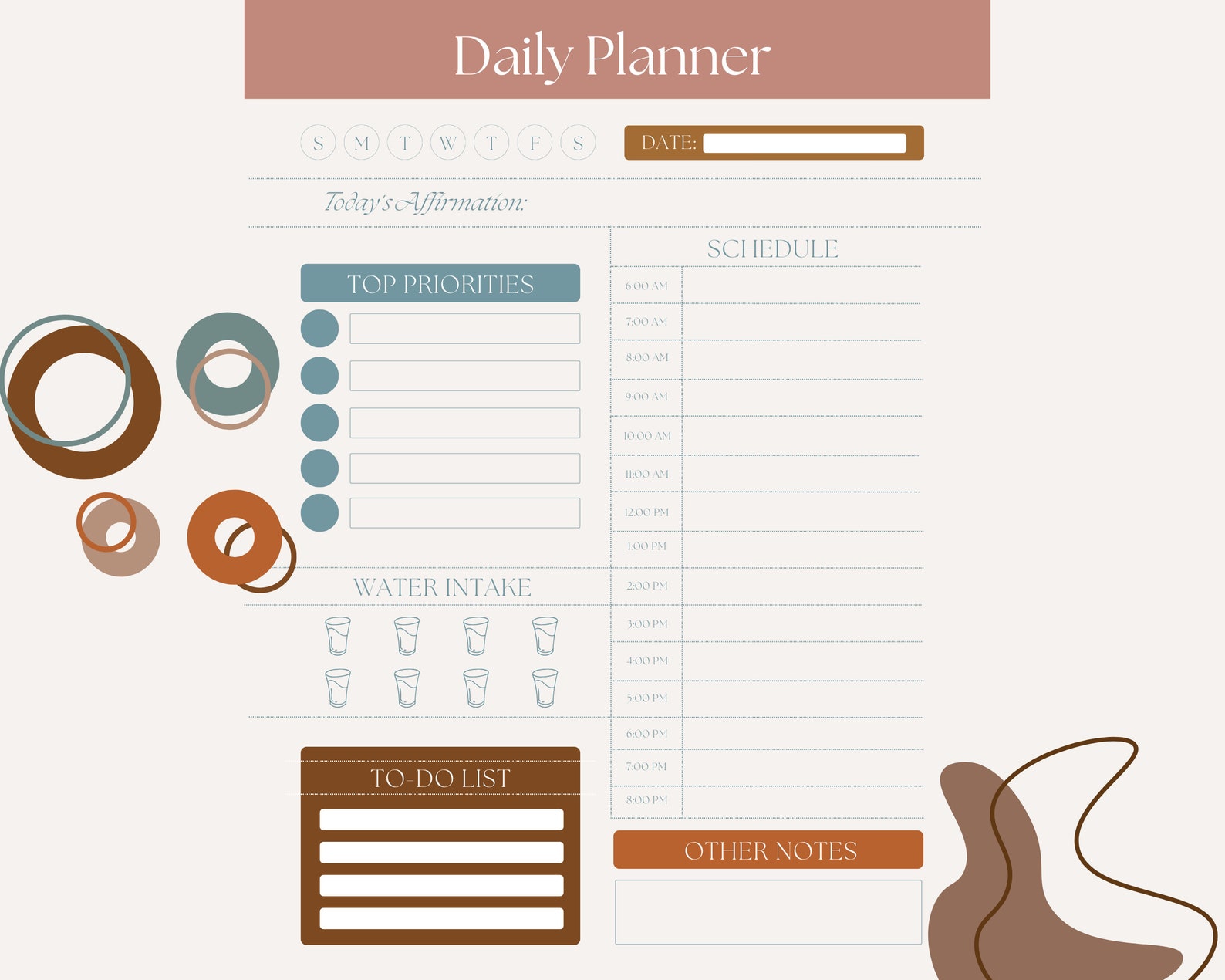 Printable BOHO Weekly Planner Pages | Undated Planner Printable ...