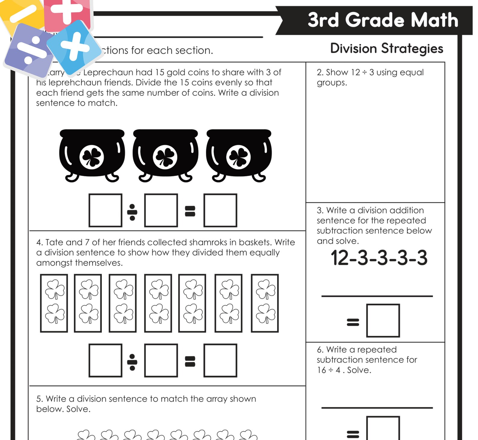 3rd Grade Division Multiplication Packet. Third Grade Math Worksheets ...