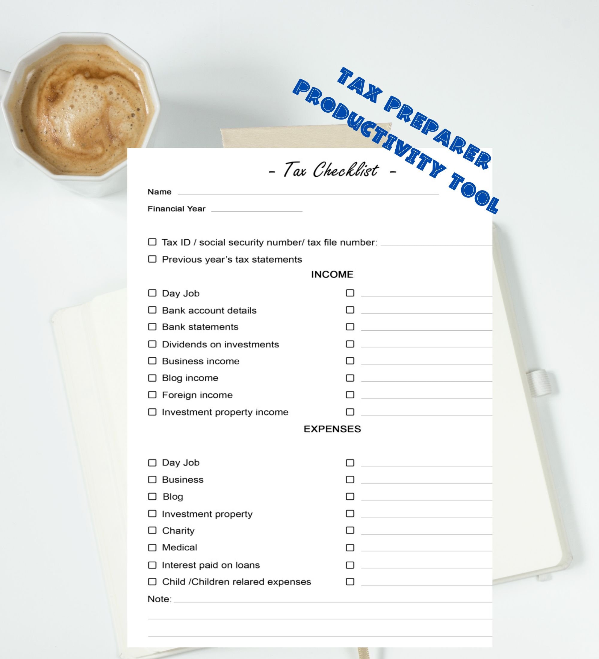 Tax Checklist for Preparers. Downloadable. Tax Preparers Productivity ...