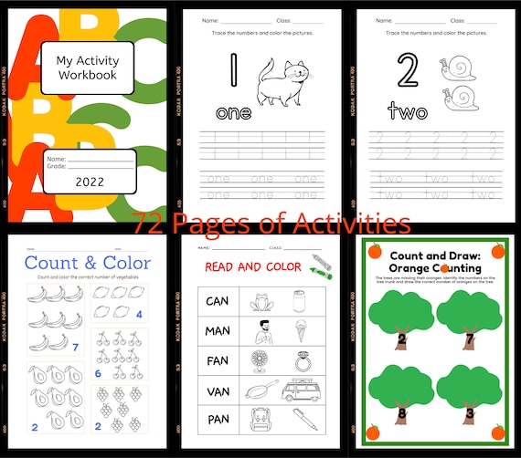 72 Kindergarten Worksheets.summer Worksheets. Phonics Numbers - Etsy