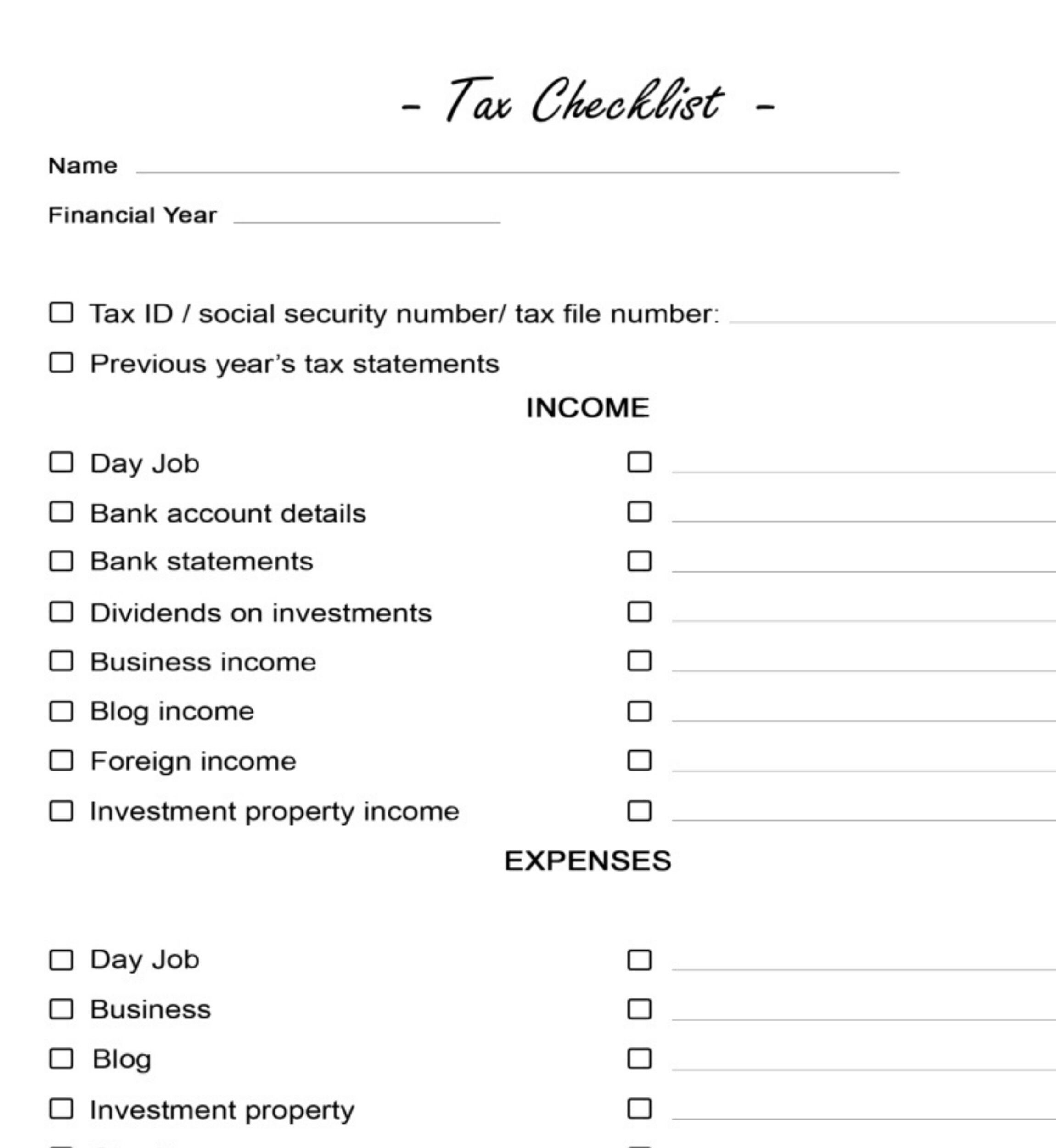 Tax Checklist for Preparers. Downloadable. Tax Preparers Productivity ...