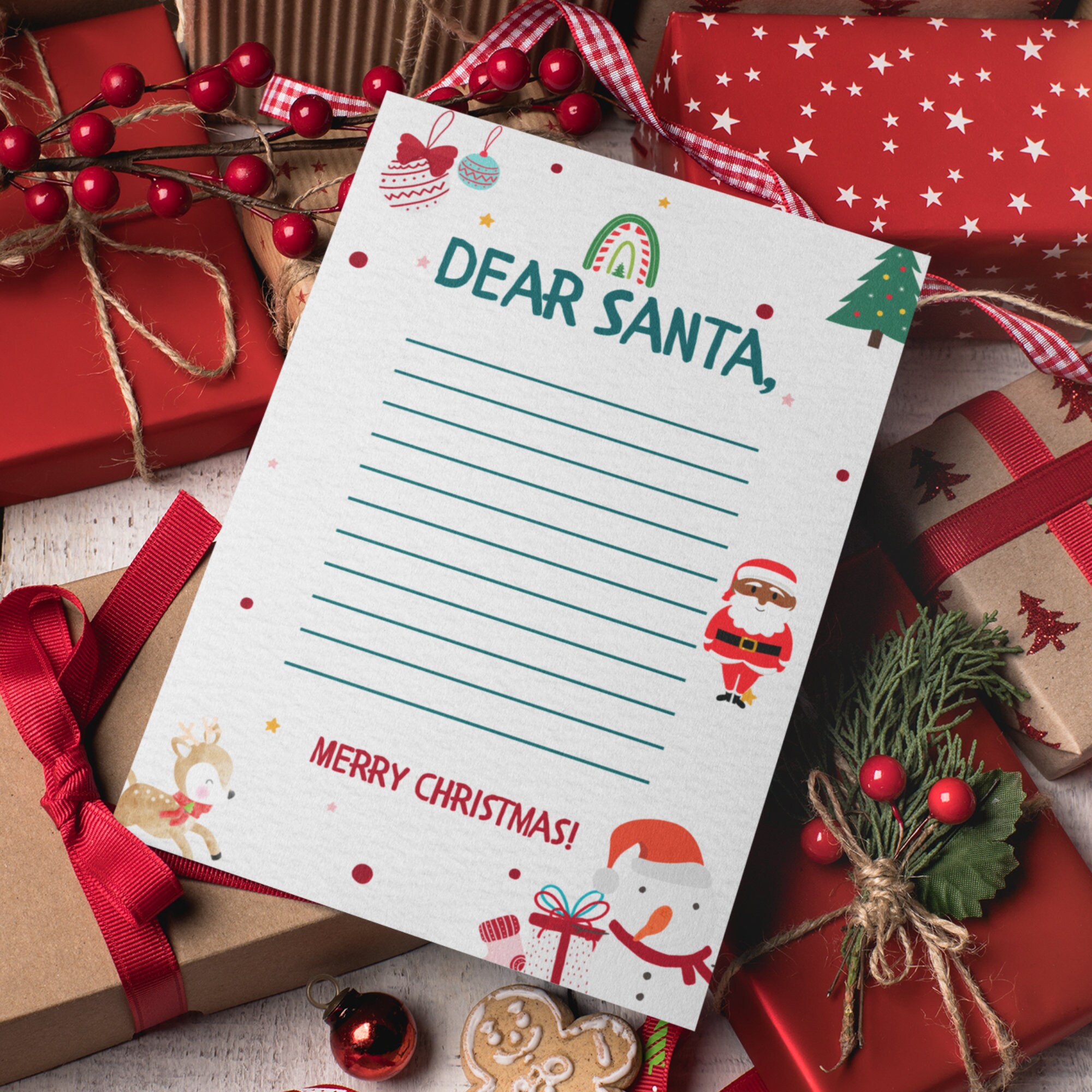 Printable Letters to Santa. Christmas Letters. Black Santa. Kids ...