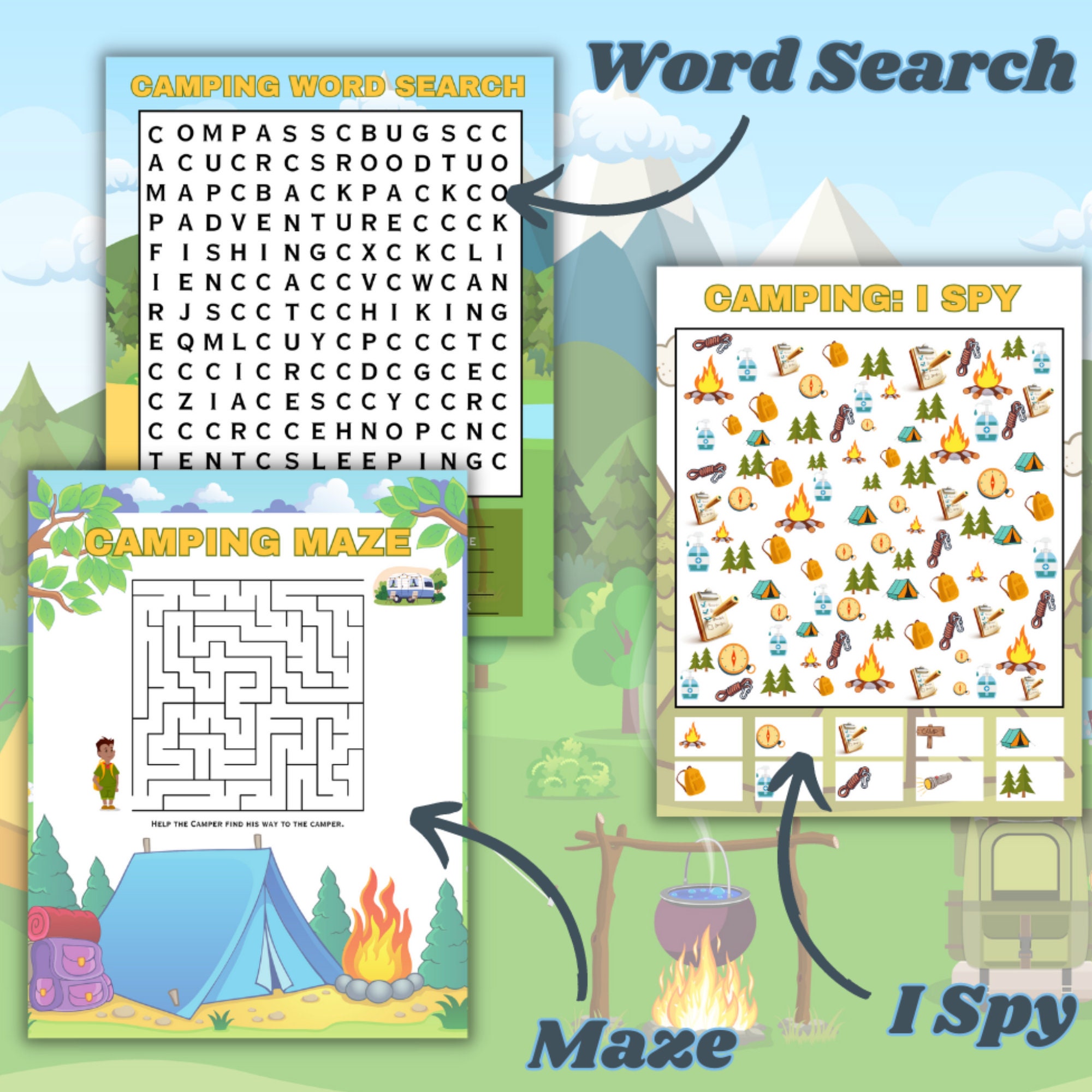 Summer and Camping Games. Bingo, Mazes, Word Search and More. K 2nd ...