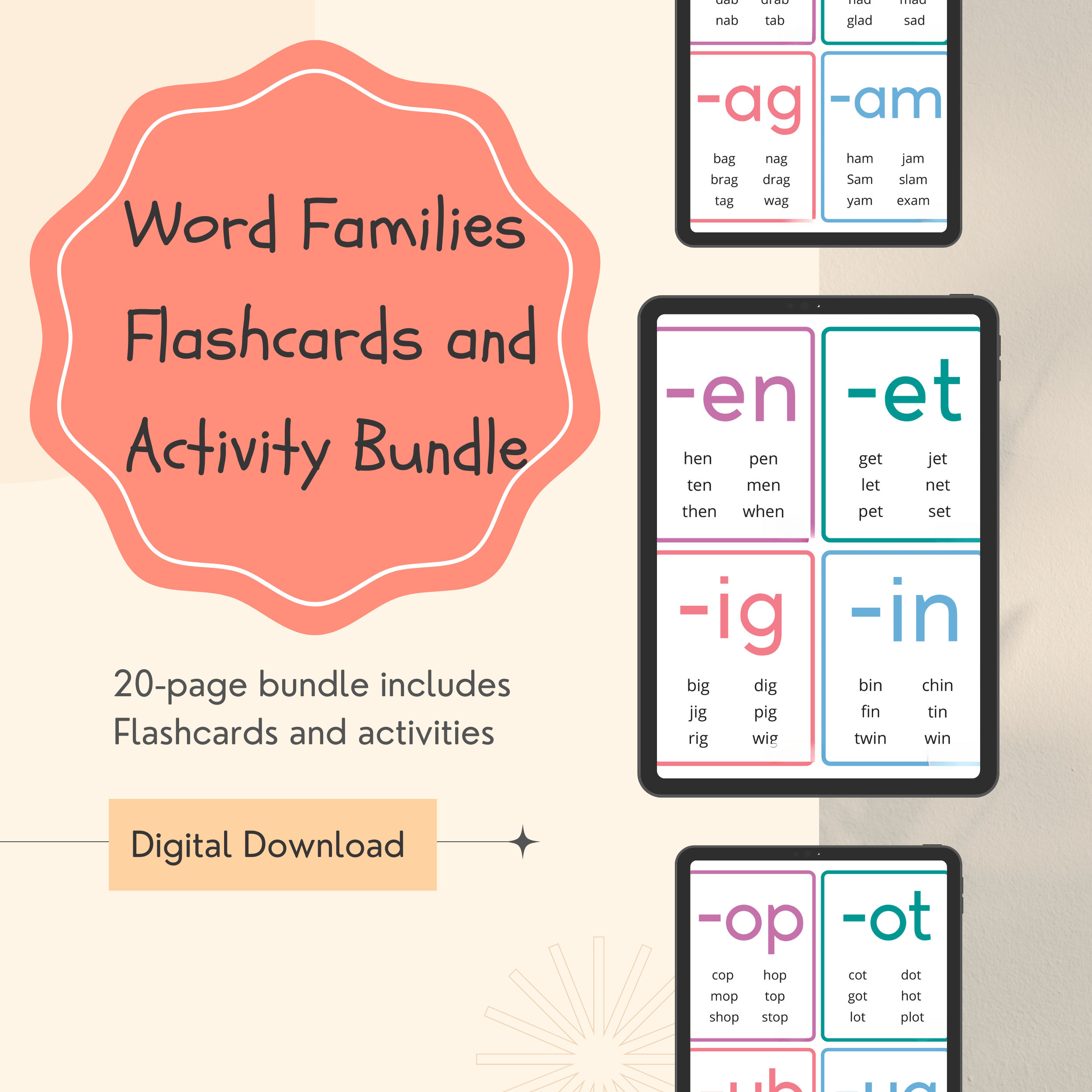 Word Families Flashcards and Activities Bundle. Emerging Readers and ...