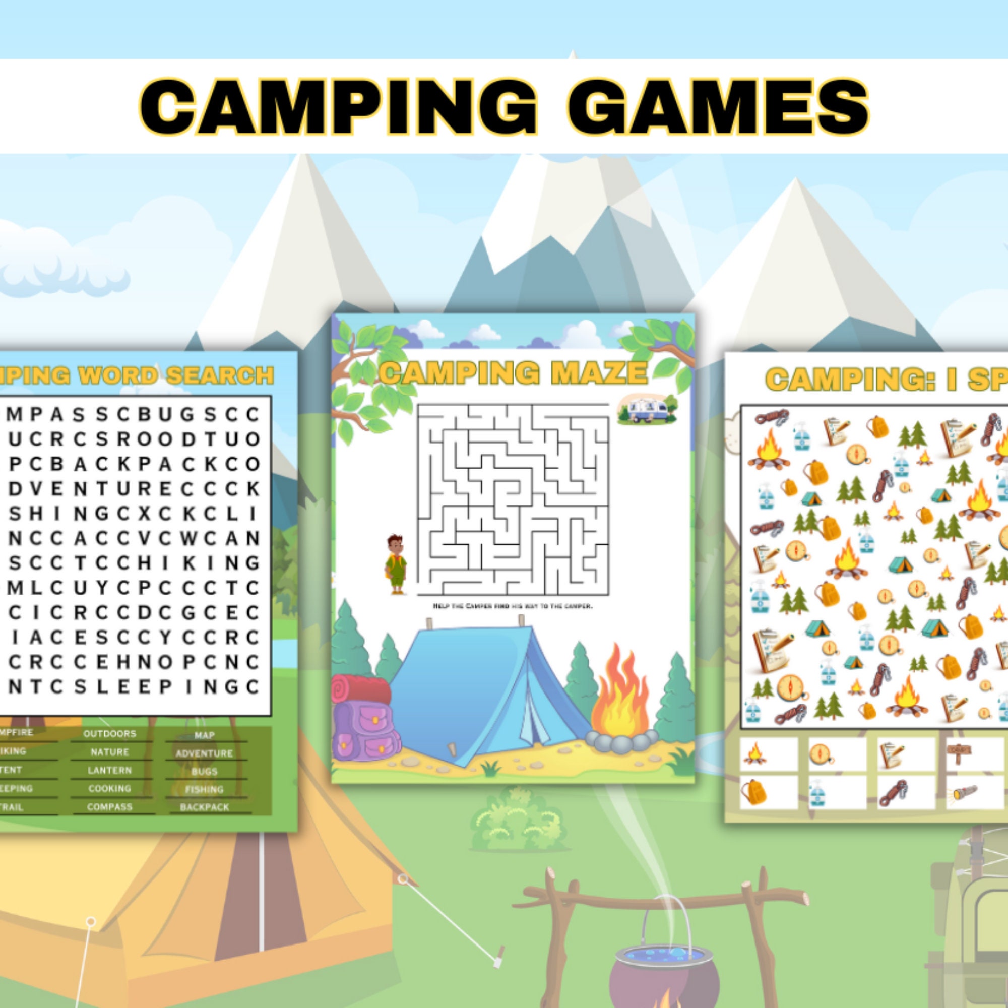 Summer and Camping Games. Bingo, Mazes, Word Search and More. K - 2nd ...