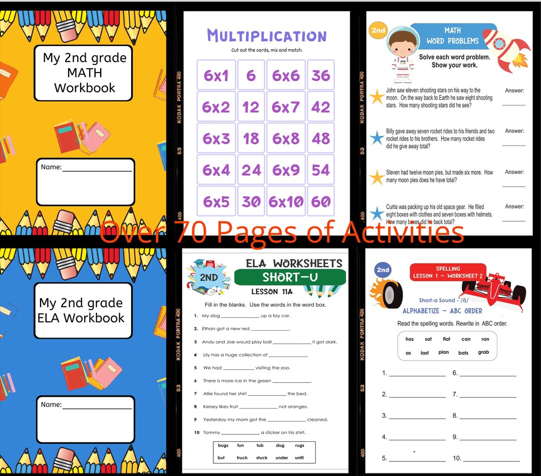 Second Grade Math and Language Arts (ELA) Workbook. Digital Download ...