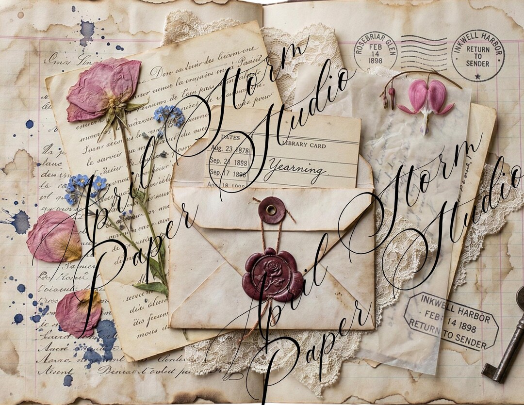 The Love Letter Archives Victorian Junk Journal Kit, 1890s Ephemera ...