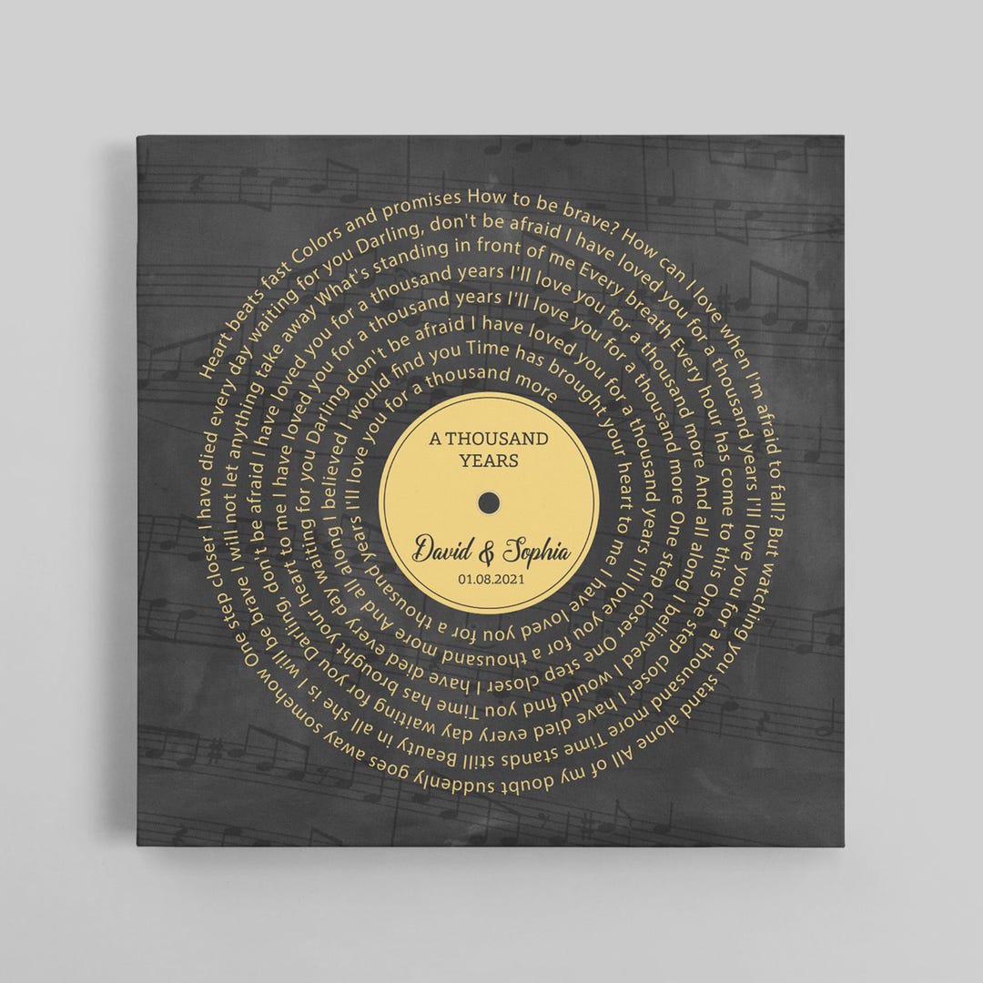 Our Song Lyrics Wall Art – Personalized Music Memory Keepsake for ...