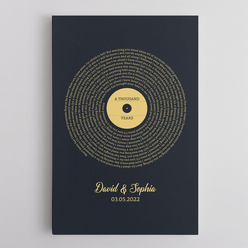 Personalized Vinyl Record Song With Lyrics, Wedding Anniversary Gift ...