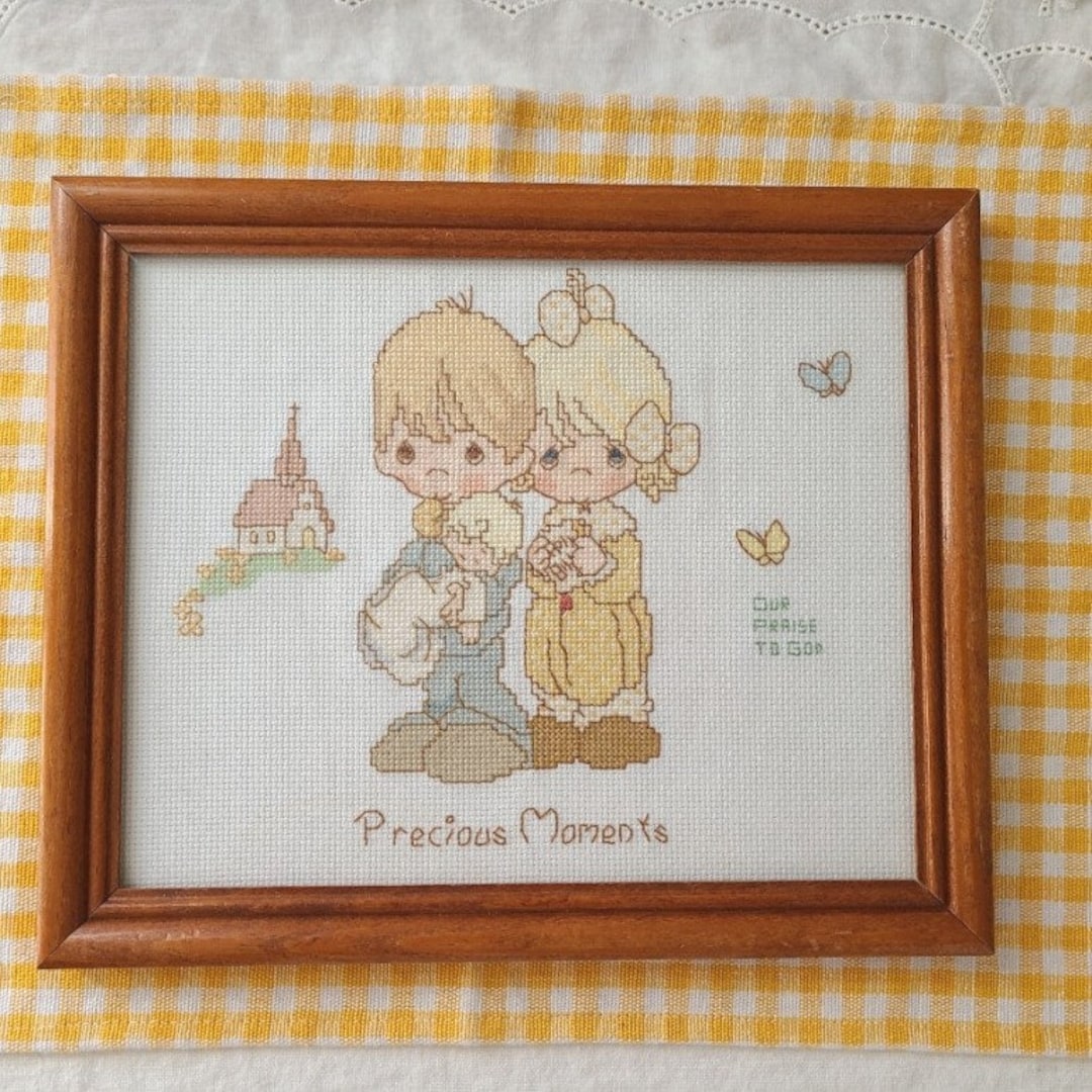 Vintage Framed Precious Moments Cross Stitch - Etsy