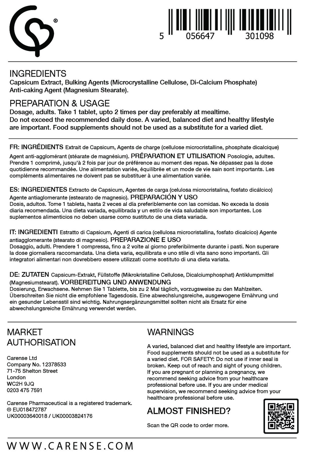 Capsicum 1000 Mg 120 Tablets 4 Month Supply Helps to Improve Weight ...