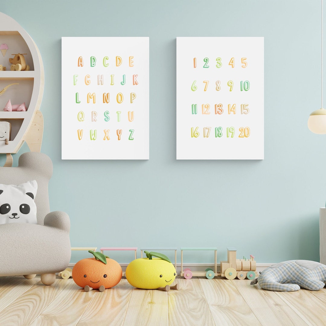 Alphabet Poster, Number Poster, Alphabet Wall Art, Number Print ...