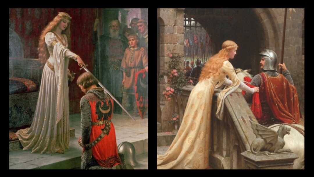 Vintage Renaissance Painting Days Gone of Knights & Princess ...