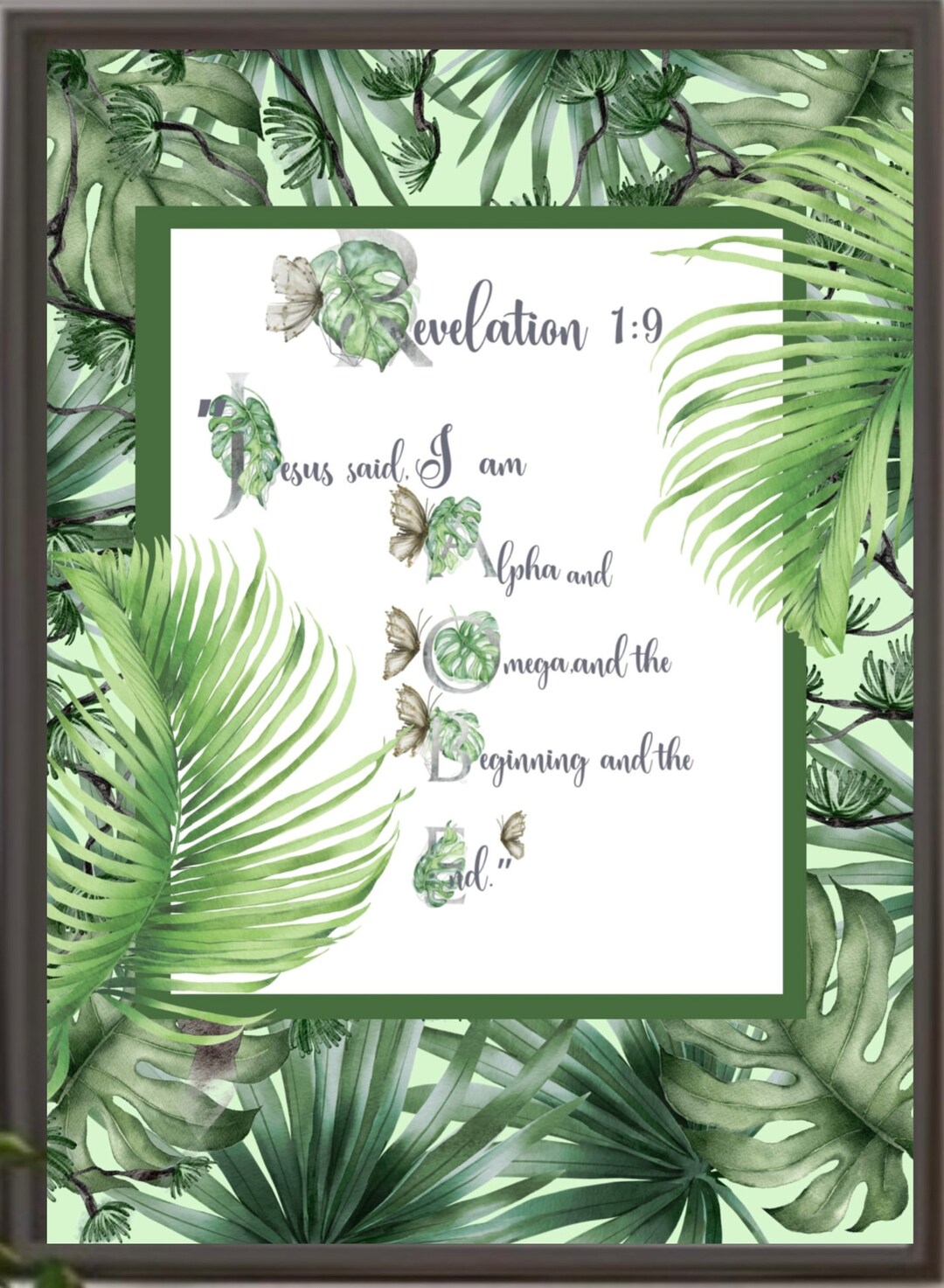 Scriptural Bible Verse Tropical Foliage Decorative Lettering ...