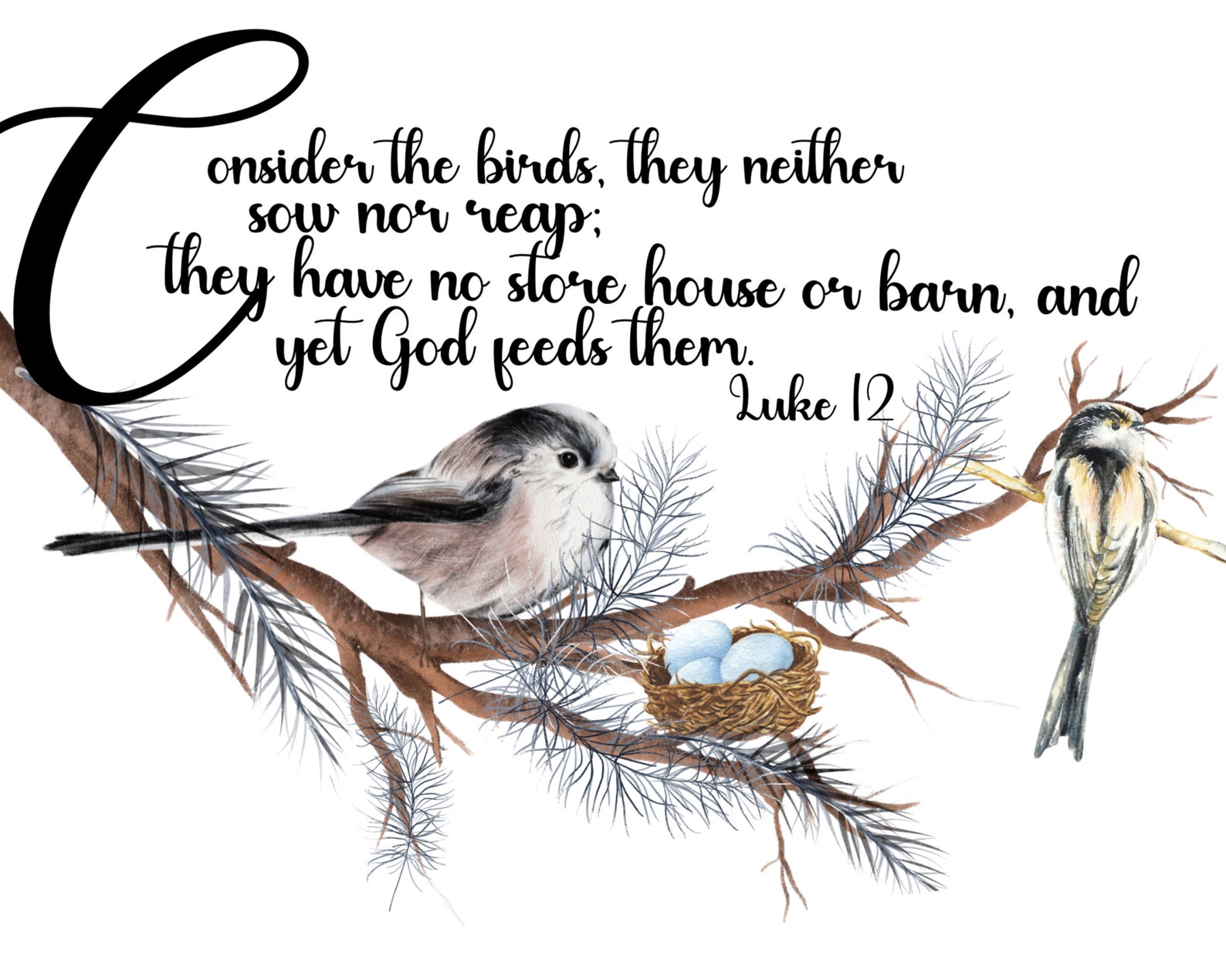 Luke 12 Bible Verse Watercolor Art/ Set of 2 Prints on Consider the ...