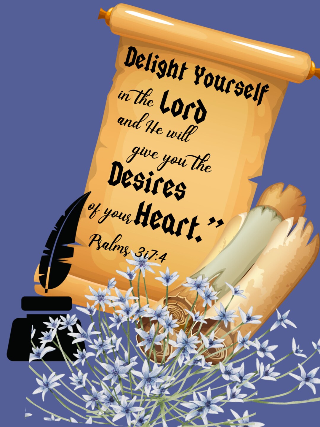 Old Manuscript Parchment With Scripture From Psalms 37:4, Bible Verse ...