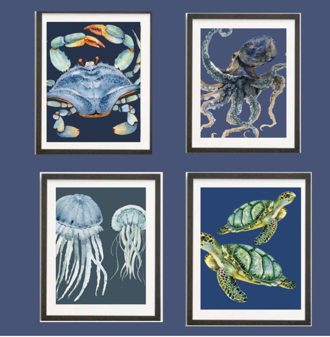 Watercolor Sea Creatures, Maryland Blue Crab, Crab Decor,octopus Decor ...