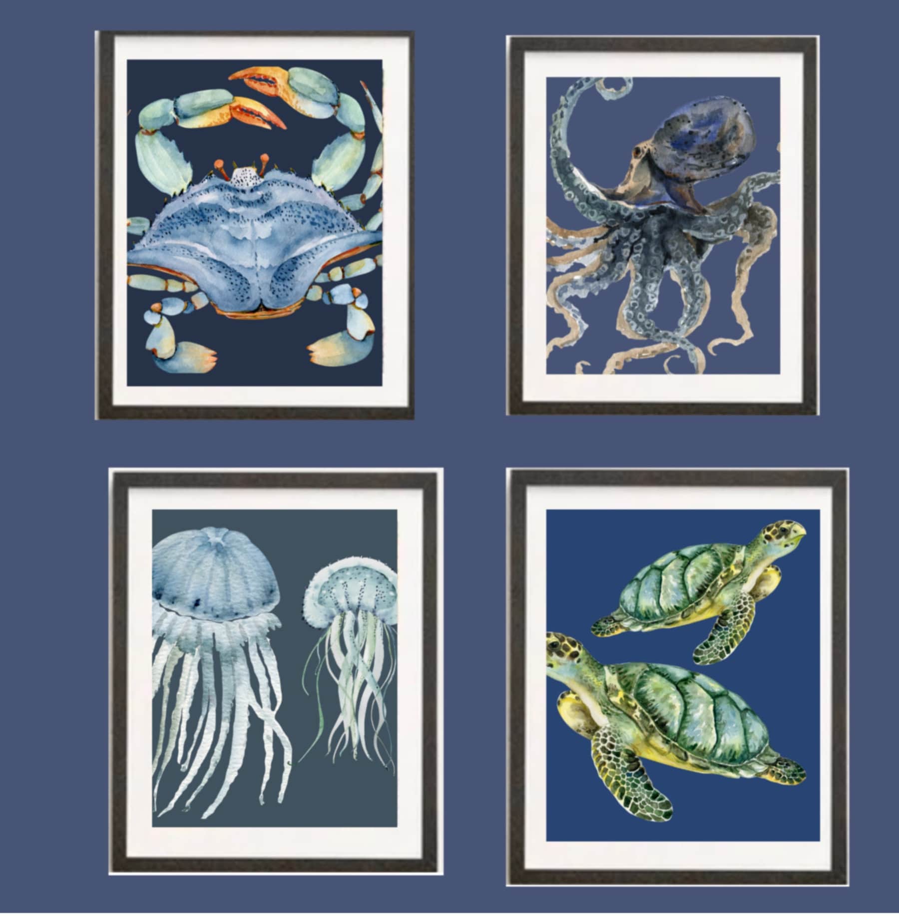 Watercolor Sea Creatures, Maryland Blue Crab, Crab Decor,octopus Decor ...