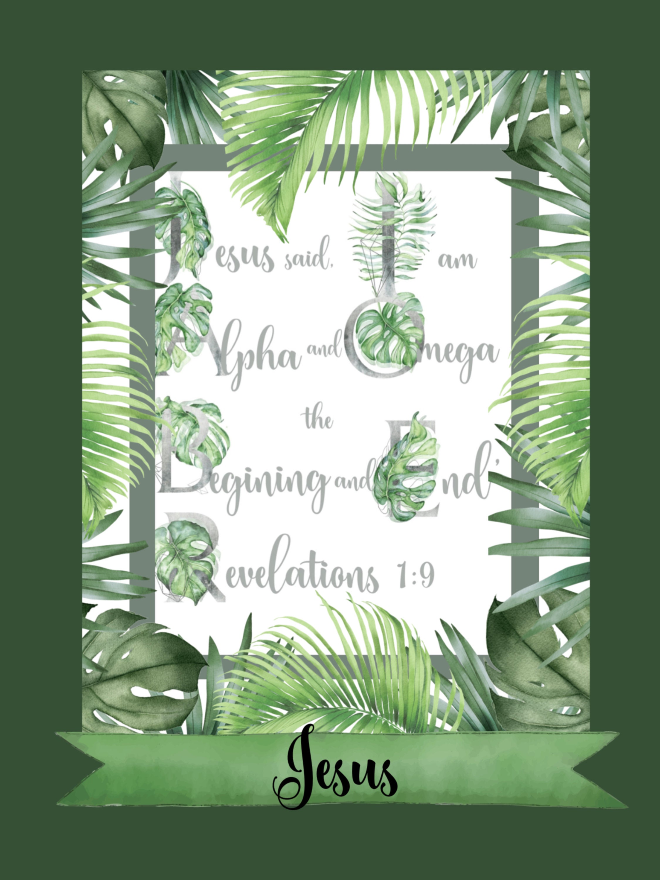 Scriptural Bible Verse Tropical Foliage Decorative Lettering ...