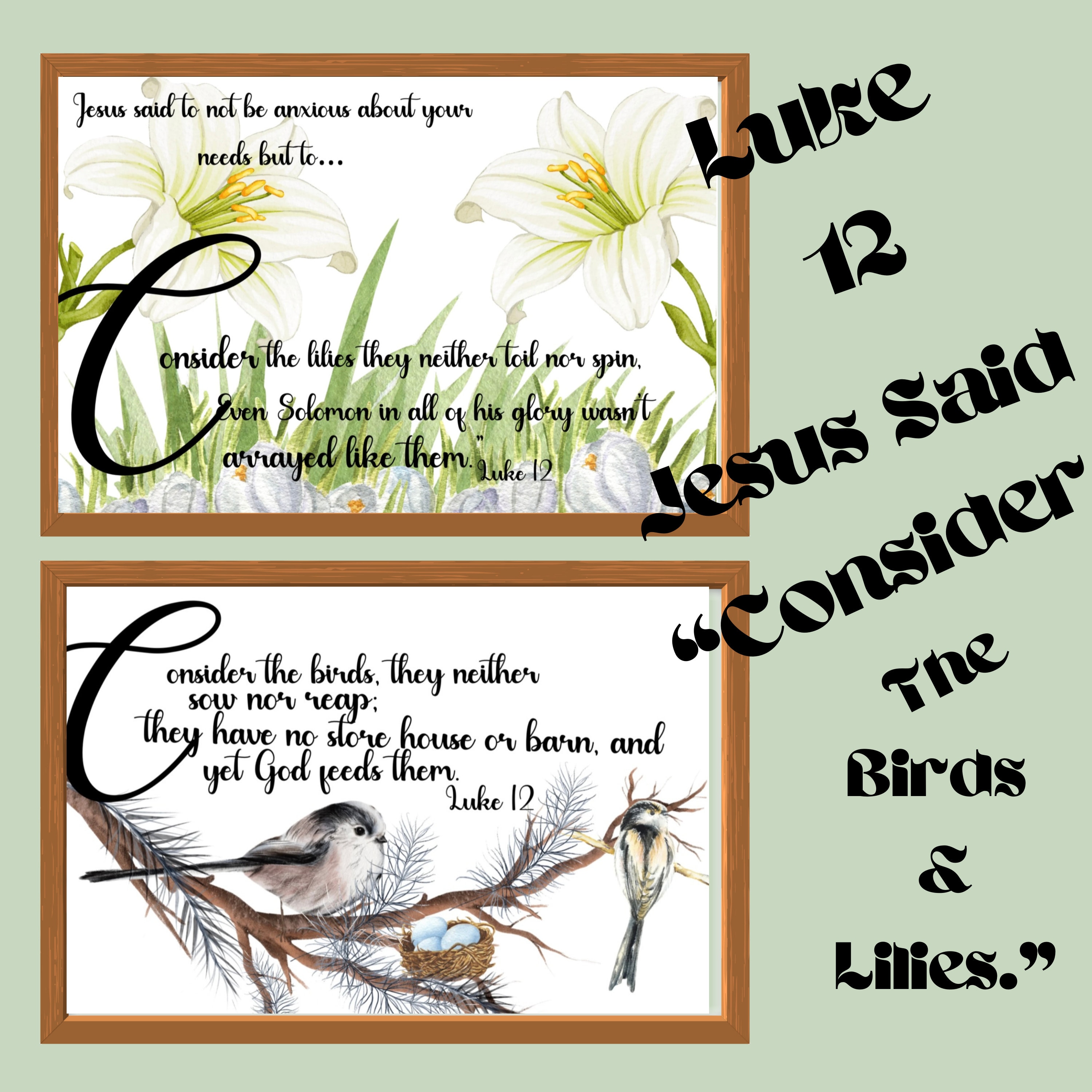 Luke 12 Bible Verse Watercolor Art/ Set of 2 Prints on Consider the ...
