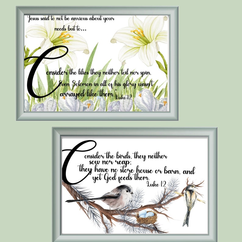 Luke 12 Bible Verse Watercolor Art/ Set of 2 Prints on Consider the ...