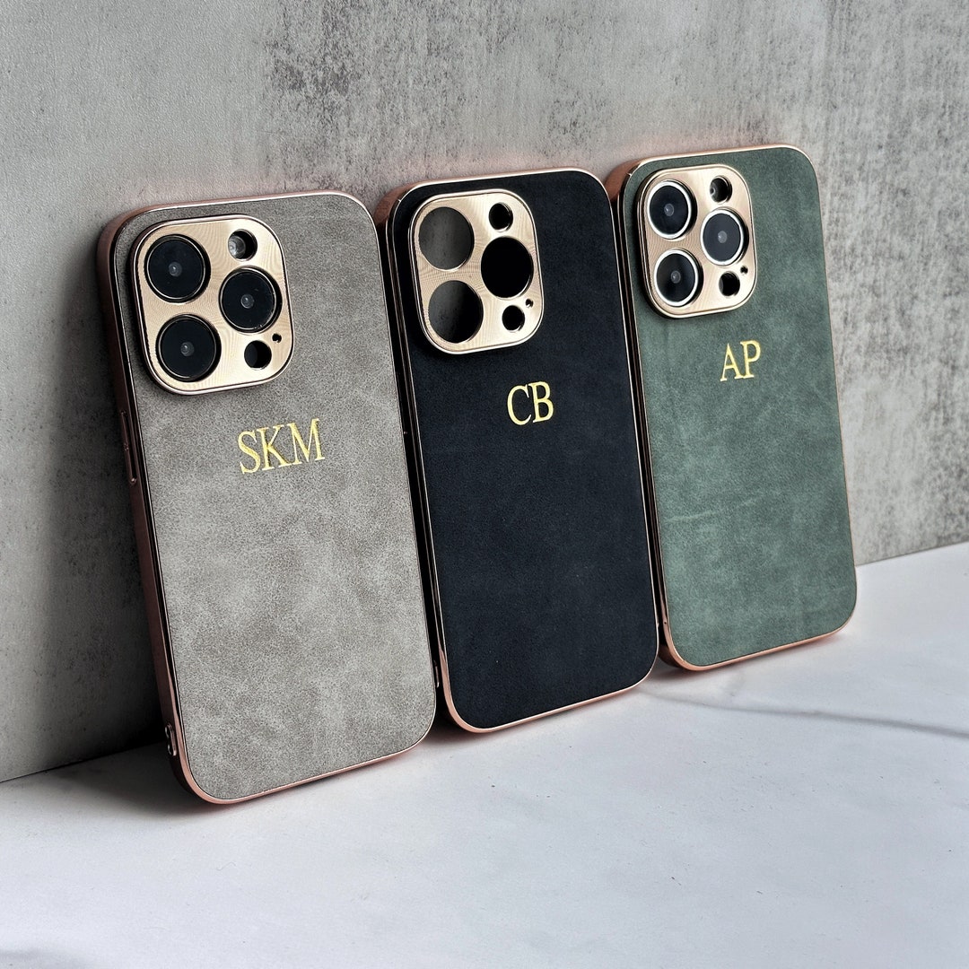 Custom Embossed Suede Leather iPhone Case - Monogrammed Phone Cover - Etsy