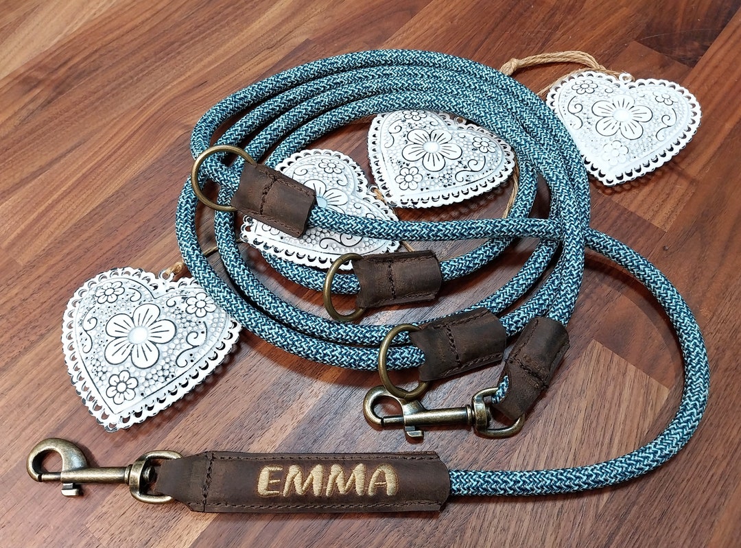 2.5 M Dog Leash Personalized Rope Leash Double Carabiner Adjustable ...