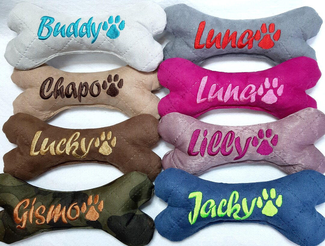 Dog Bone 33 Cm Embroidered With Name Toy Dog Toy Personalized With Squeaker or Rattle Bone Dog ...