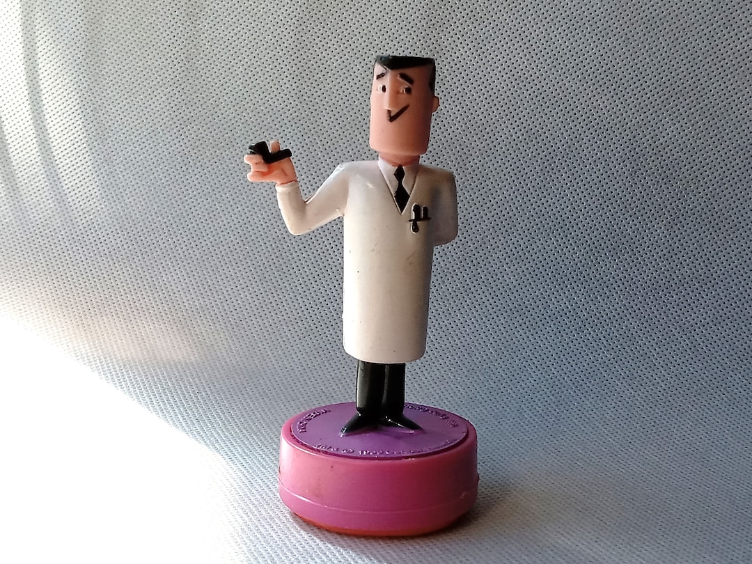 RARE Power Puff Girls PROFESSOR PVC Figure/ Rubber Stamp/ Collectible ...