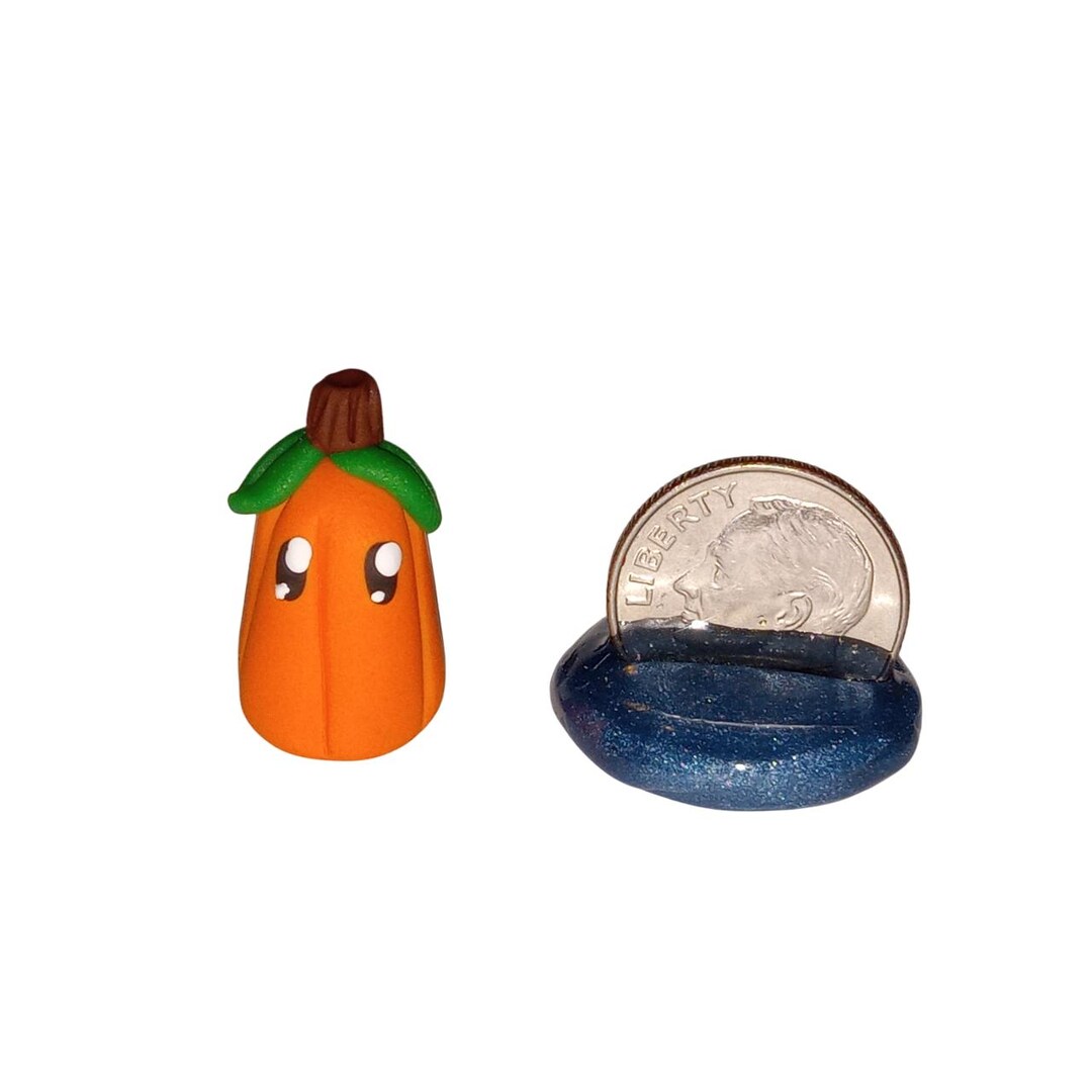 Cute Miniature Tiny Handmade Pumpkin Ghost, Teeny Halloween Mini Figure ...