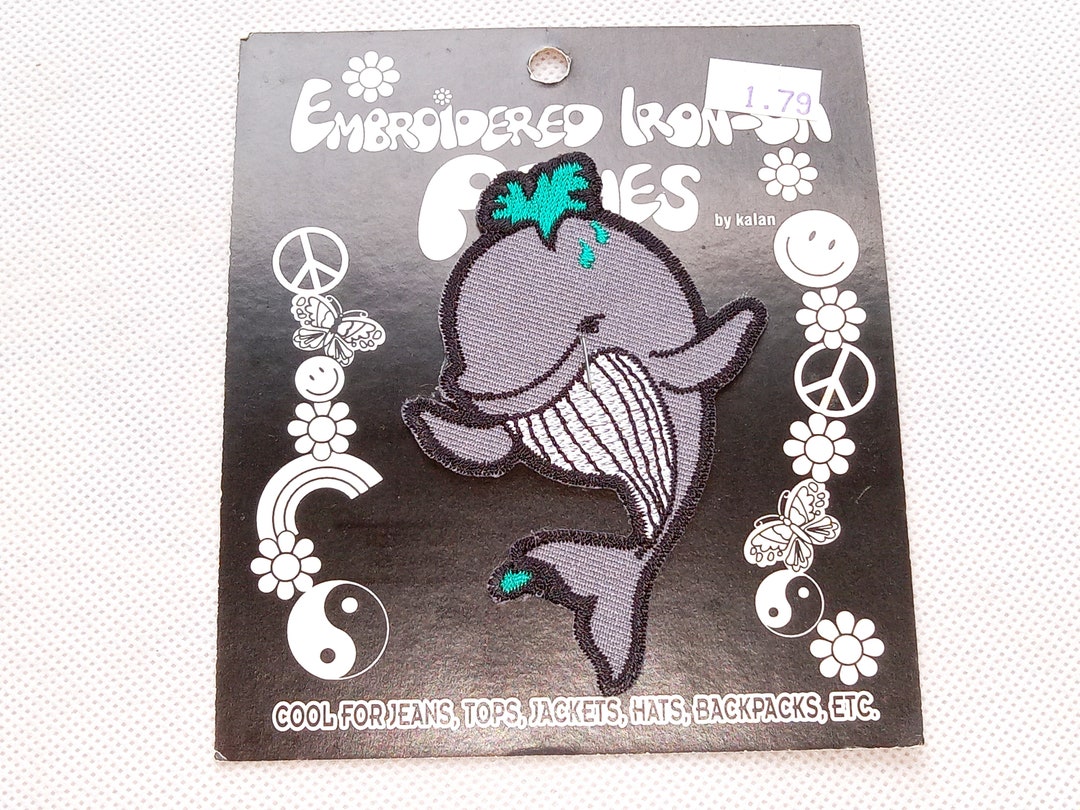 Whale Patch, Embroidered Iron on Patch, Cute Whale, by Kalan, Vintage ...