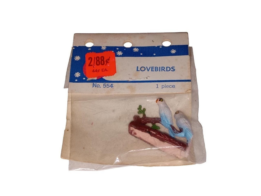 Vintage Lovebirds, Miniature Plastic Birds, Fibre-craft, NOS, Mini ...