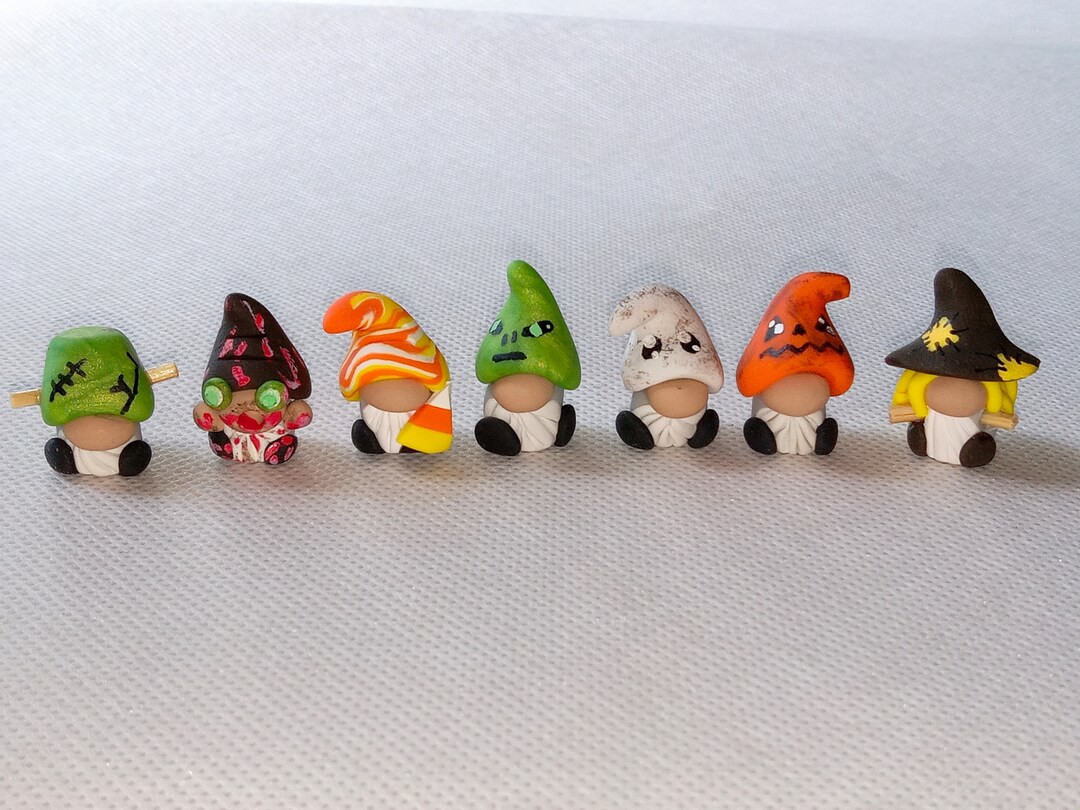 Group Lot of 7 Halloween Gnomes, Handmade Miniature Gnomes, Seasonal ...