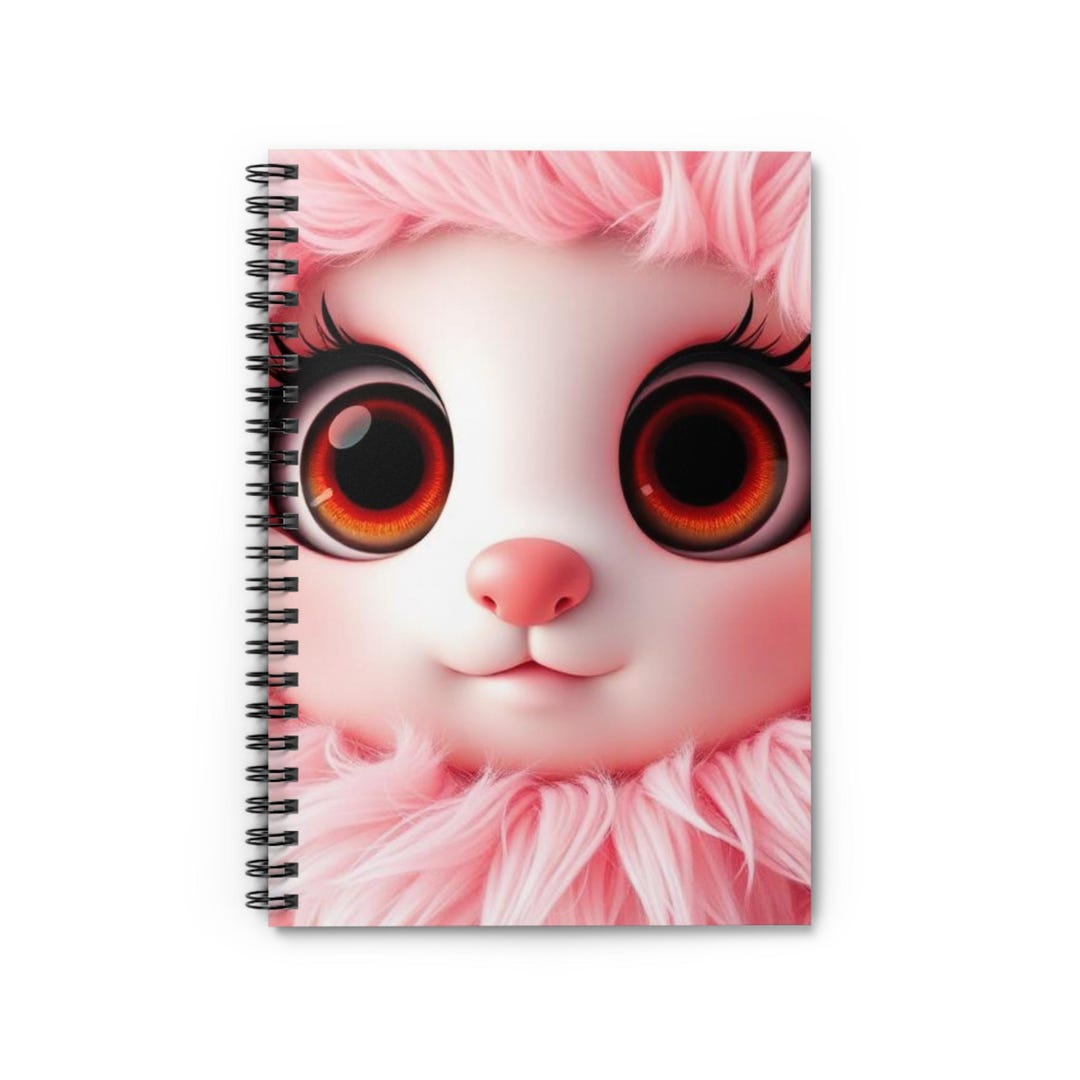 Cute Pink Plush Face Spiral Notebook | Ruled Notebook - Etsy