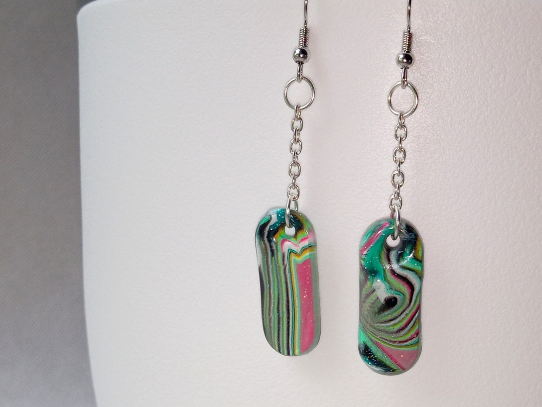 Funky Punk Rock Earrings, Cool Rave Music Festival Earrings, Dangle ...