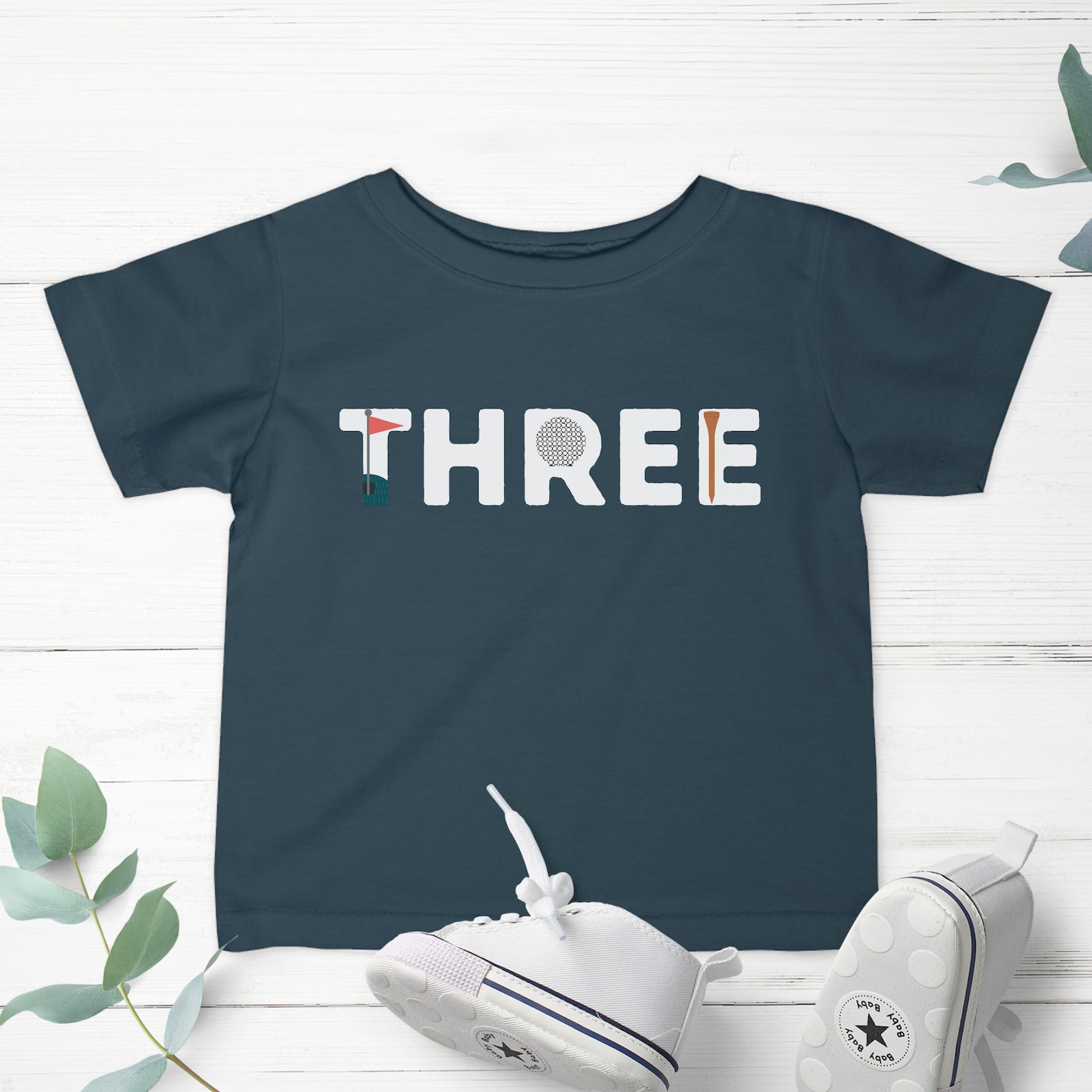 Three Golf Tee Birthday Shirt, Third Birthday, Golf Birthday Shirt ...