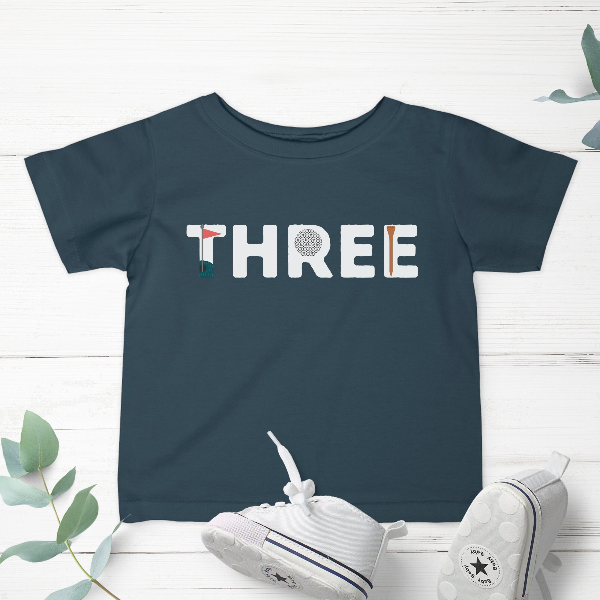 Three Golf Tee Birthday Shirt, Third Birthday, Golf Birthday Shirt ...