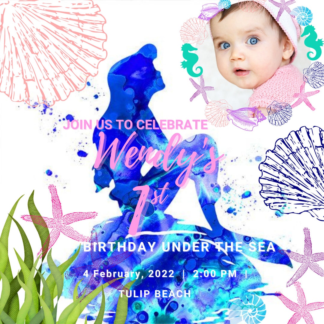 Digital Mermaid Invitation W/ Image - Etsy
