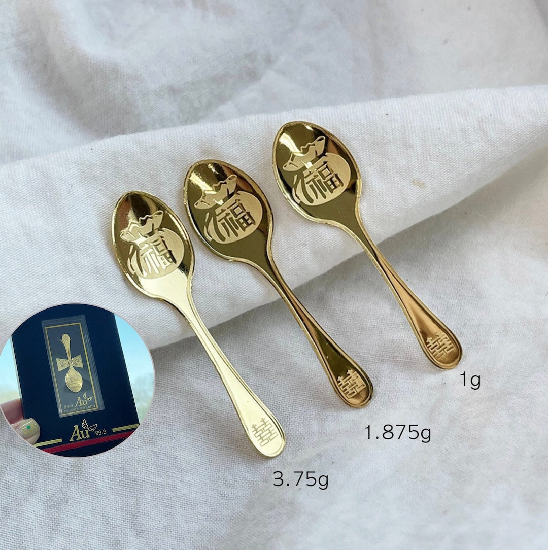 Pure Gold Spoon 24K 0.999 Pure 3.75g 한돈 1.875g, 1g 24K Gold 돌반지 순금 - Etsy