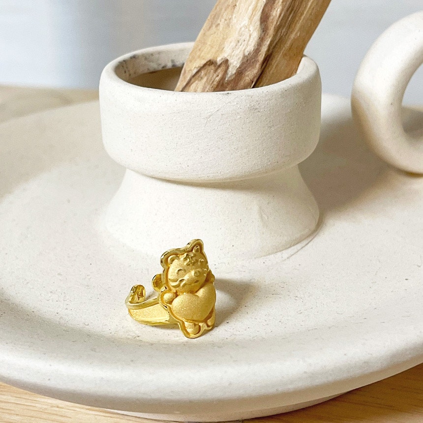 Gold Love Tiger Baby Ring 24K 0.999 Pure 3.75g 한돈 Dol Ring Engraved ...