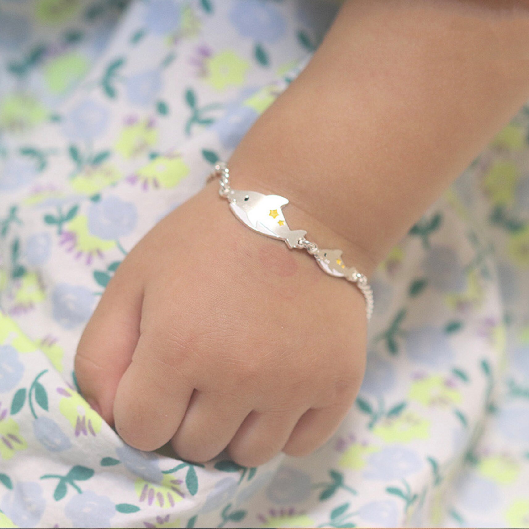 Personalized Sterling Silver Baby Shark Bracelet | Custom Engraved ...