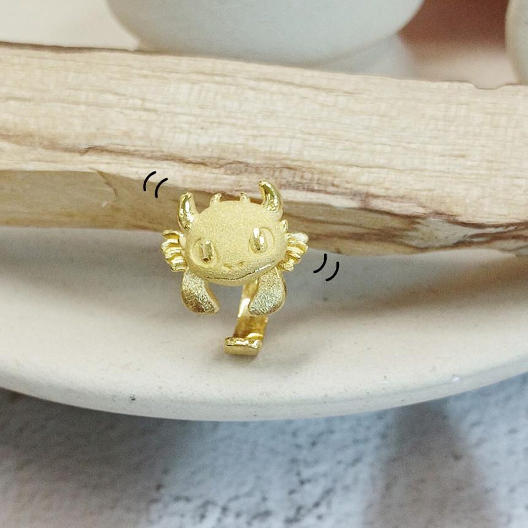 Gold Smile Baby Dragon Ring 24K 0.999 Pure 3.75g 한돈 | Dol Ring ...