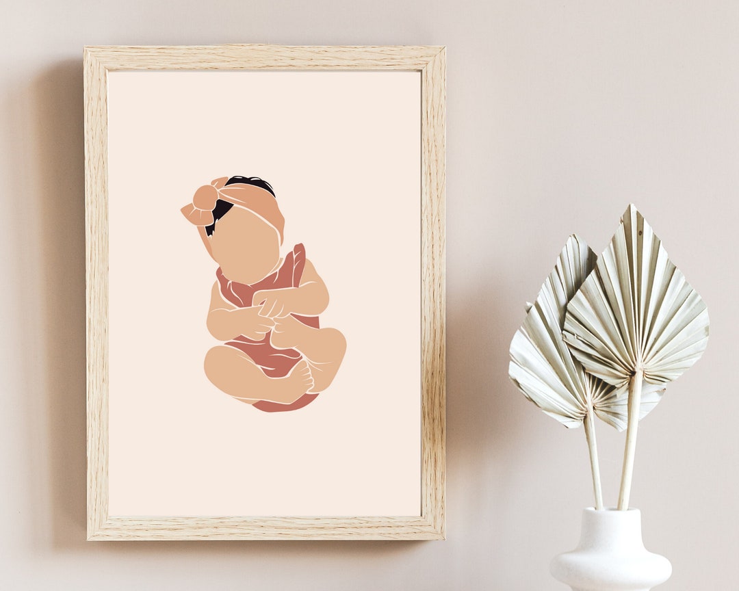 Faceless Baby Paint Picture, Noncustomizable, Digital Printable, Cute ...