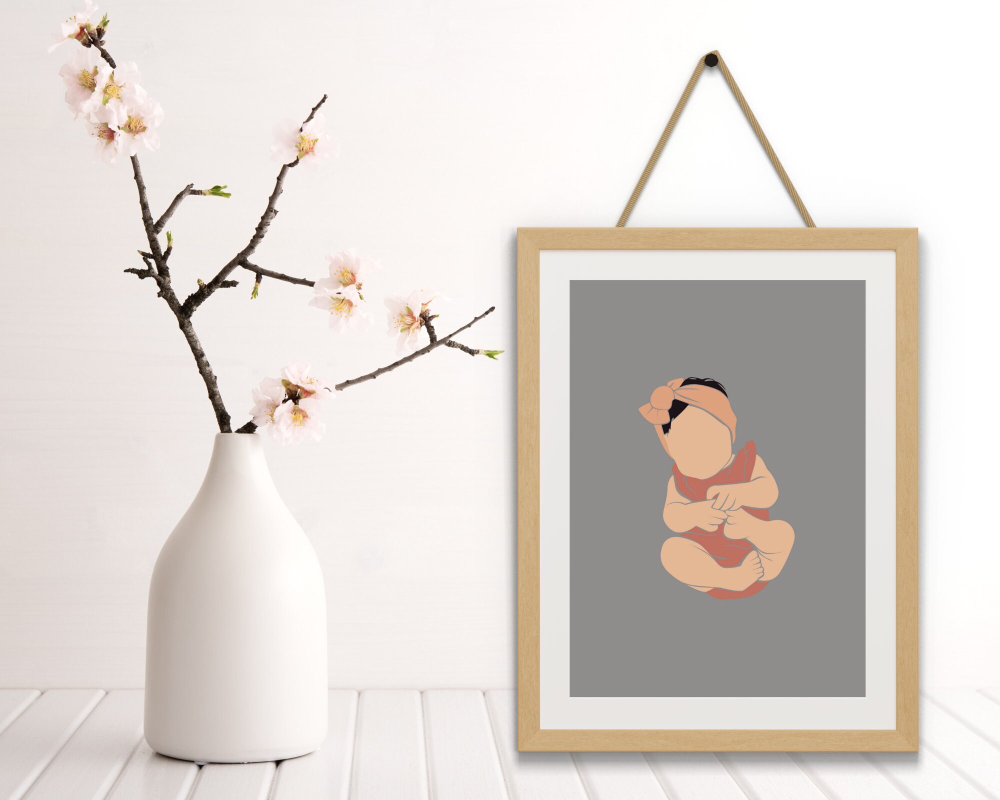 Faceless Baby Paint Picture, Noncustomizable, Digital Printable, Cute ...